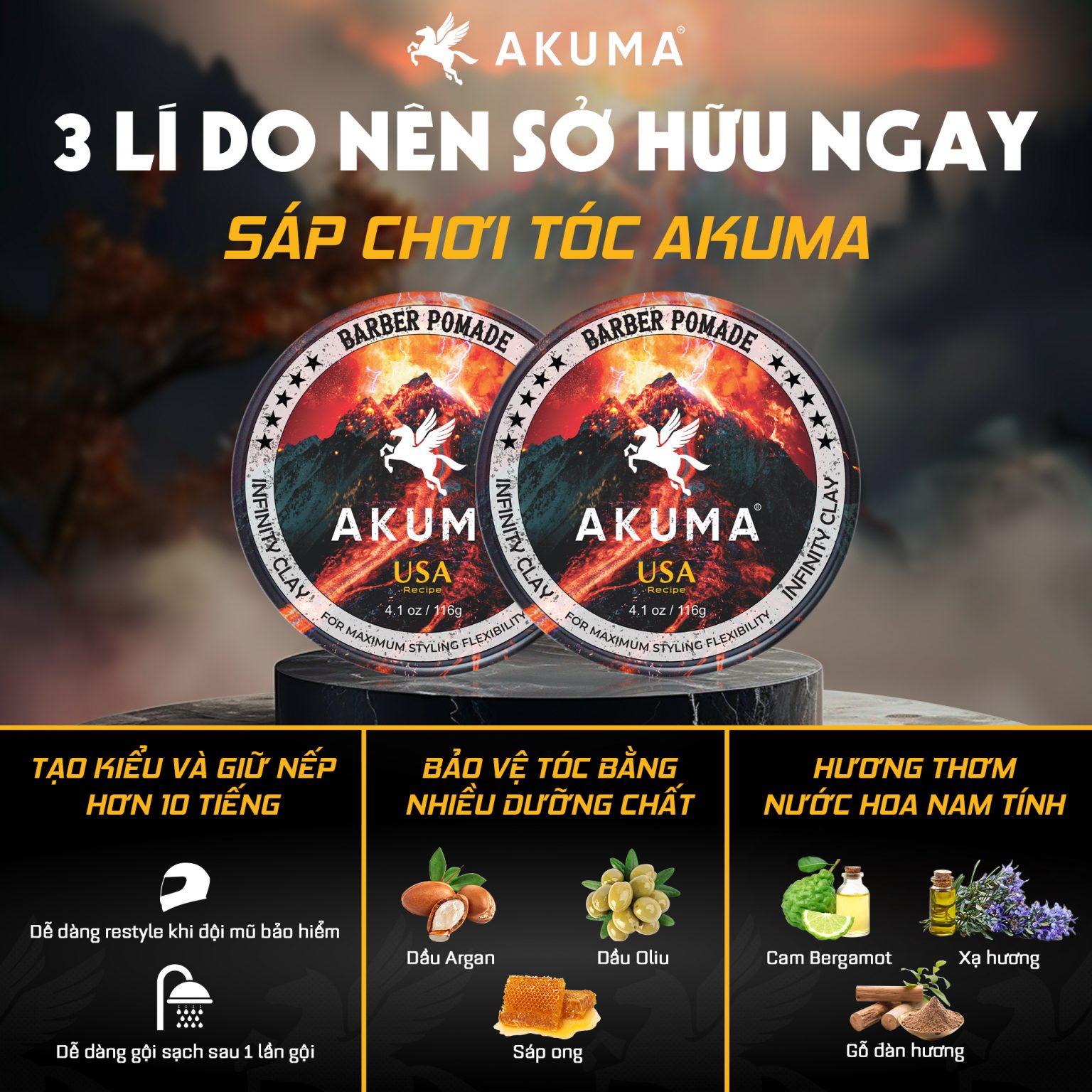 Sáp chơi tóc AKUMA INFINITY CLAY 116g + Gôm AKUMA Hair Spray - Mạnh ...